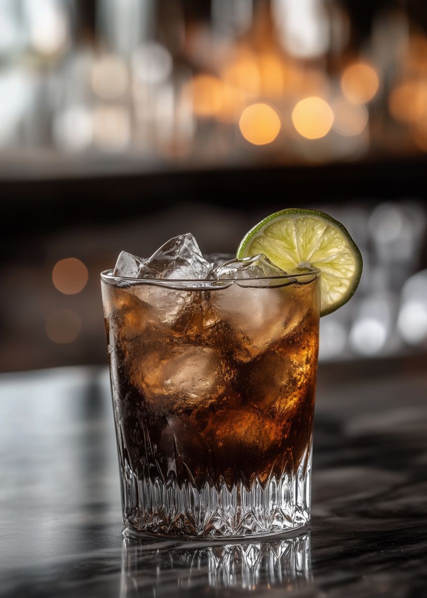 'Rum Coke and Lime Cocktail' Poster, picture, metal print, paint by ...