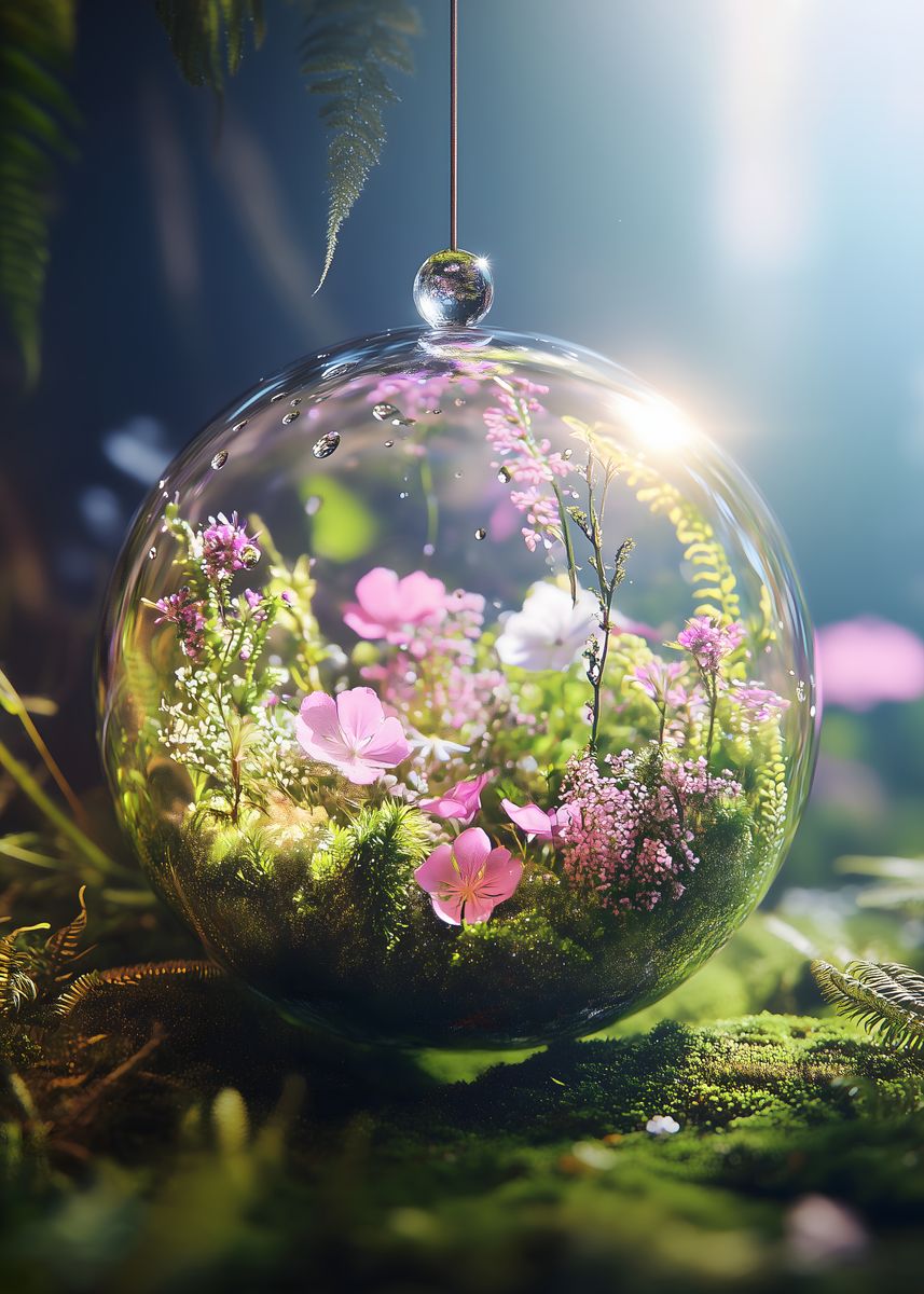 'Verdant Orb with Flowers' Poster, picture, metal print, paint by ...
