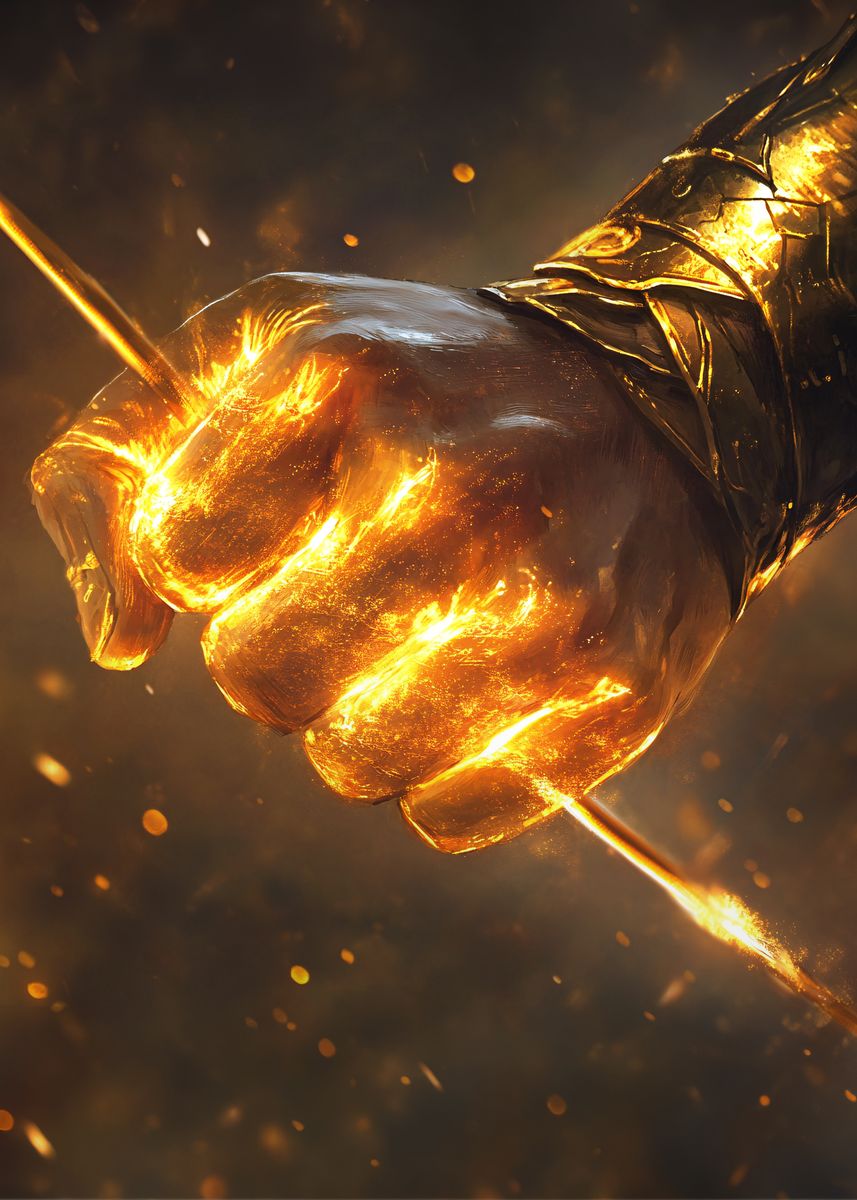 'Fiery Fist & Arrow' Poster, picture, metal print, paint by Leoni ...