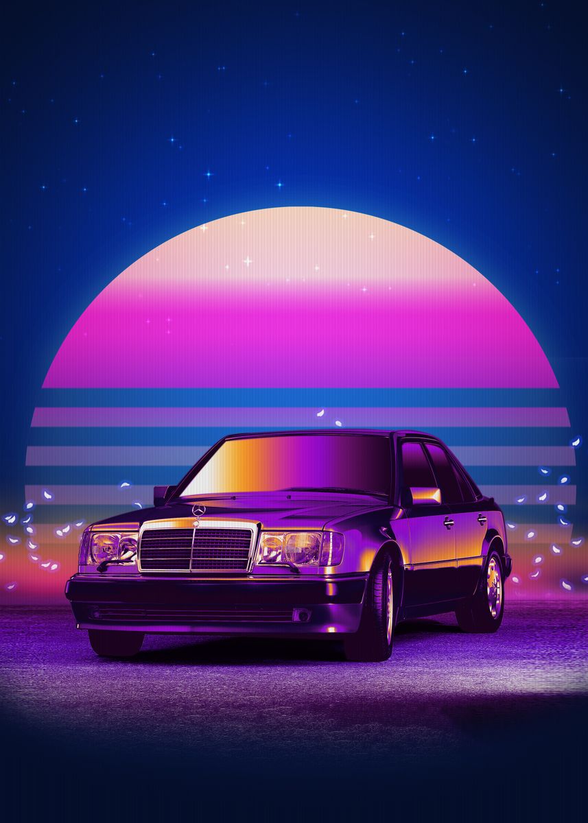 'Mercedes-Benz W124 Retro Art' Poster, picture, metal print, paint by ...