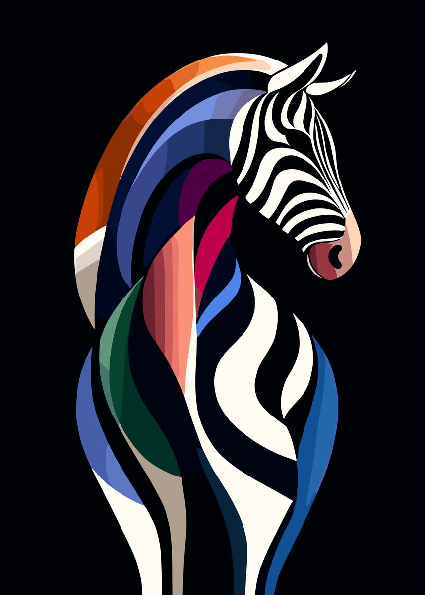 'Abstract Zebra Art' Poster, picture, metal print, paint by Doni | Displate