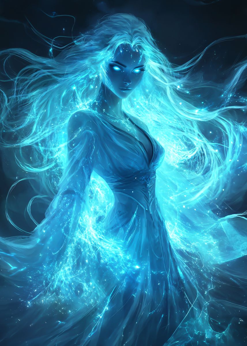 'Ethereal Blue Spirit' Poster, picture, metal print, paint by Leoni ...