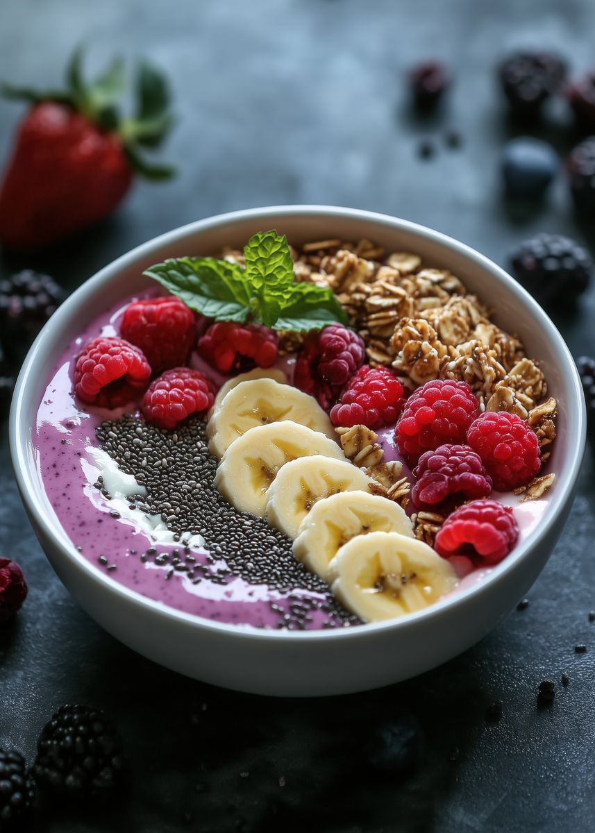 'Berry Smoothie Bowl' Poster, picture, metal print, paint by Rawbin ...