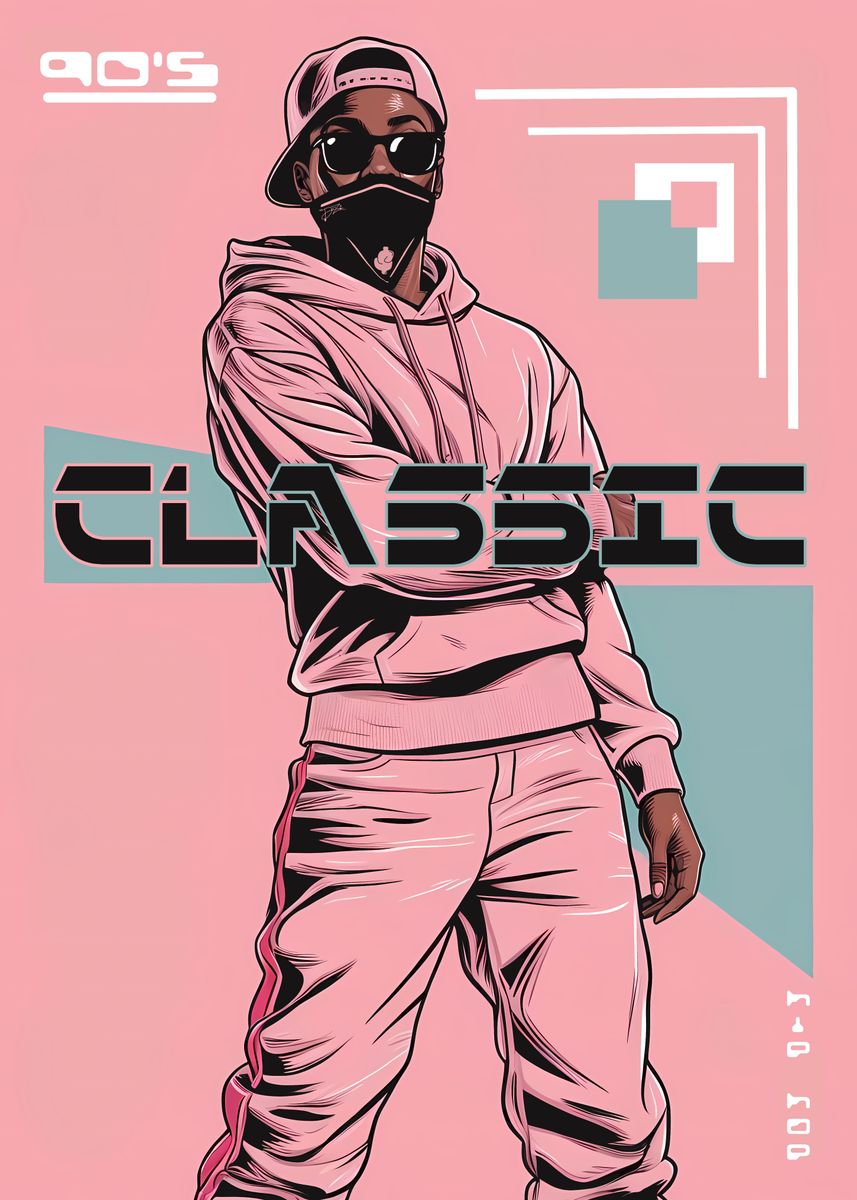 '90's Classic Pink Rap' Poster, picture, metal print, paint by Diz ...