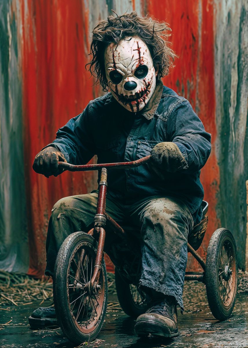'Creepy Clown on Tricycle' Poster, picture, metal print, paint by ...