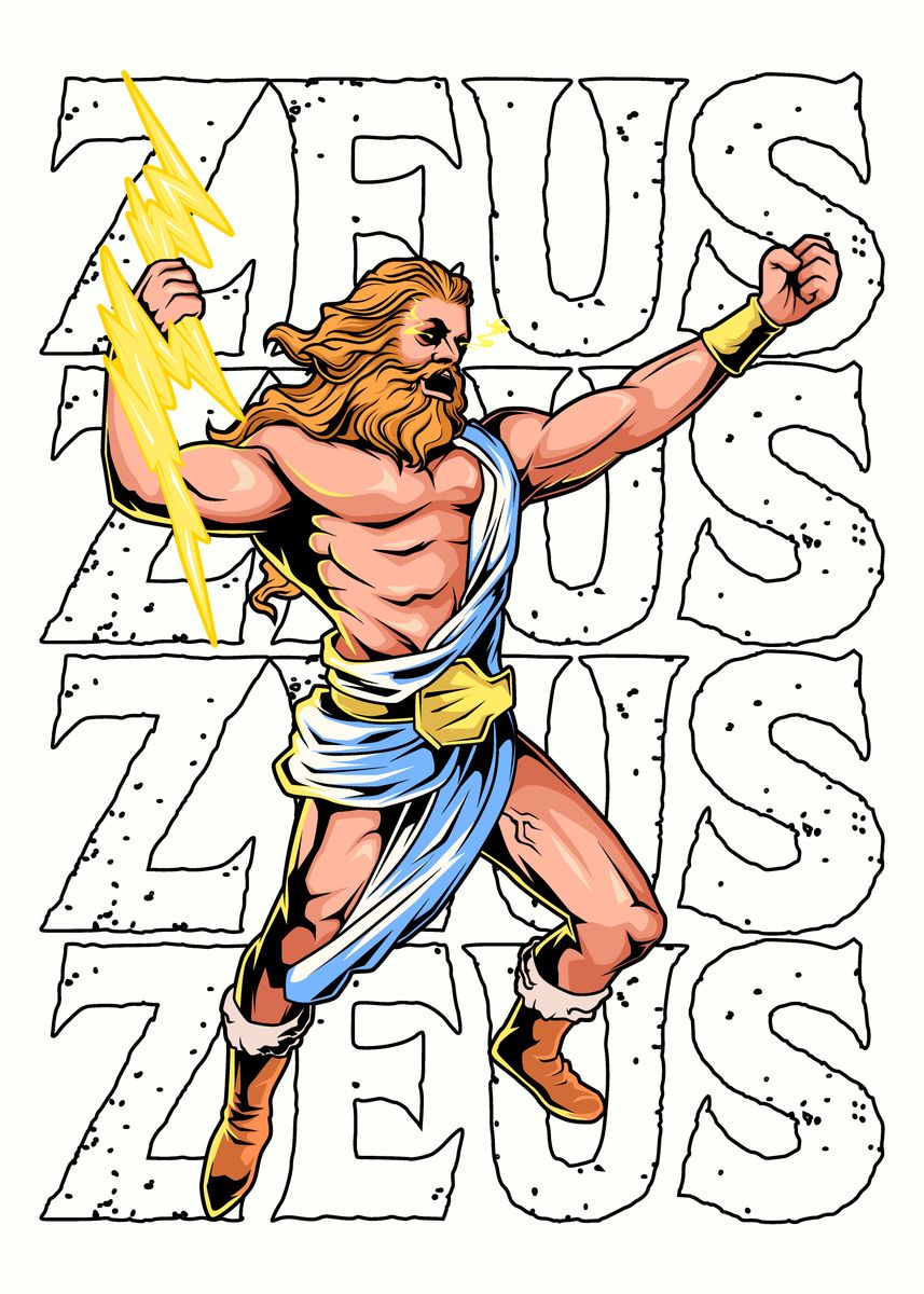 'Zeus Greek God Illustration' Poster, picture, metal print, paint by ...