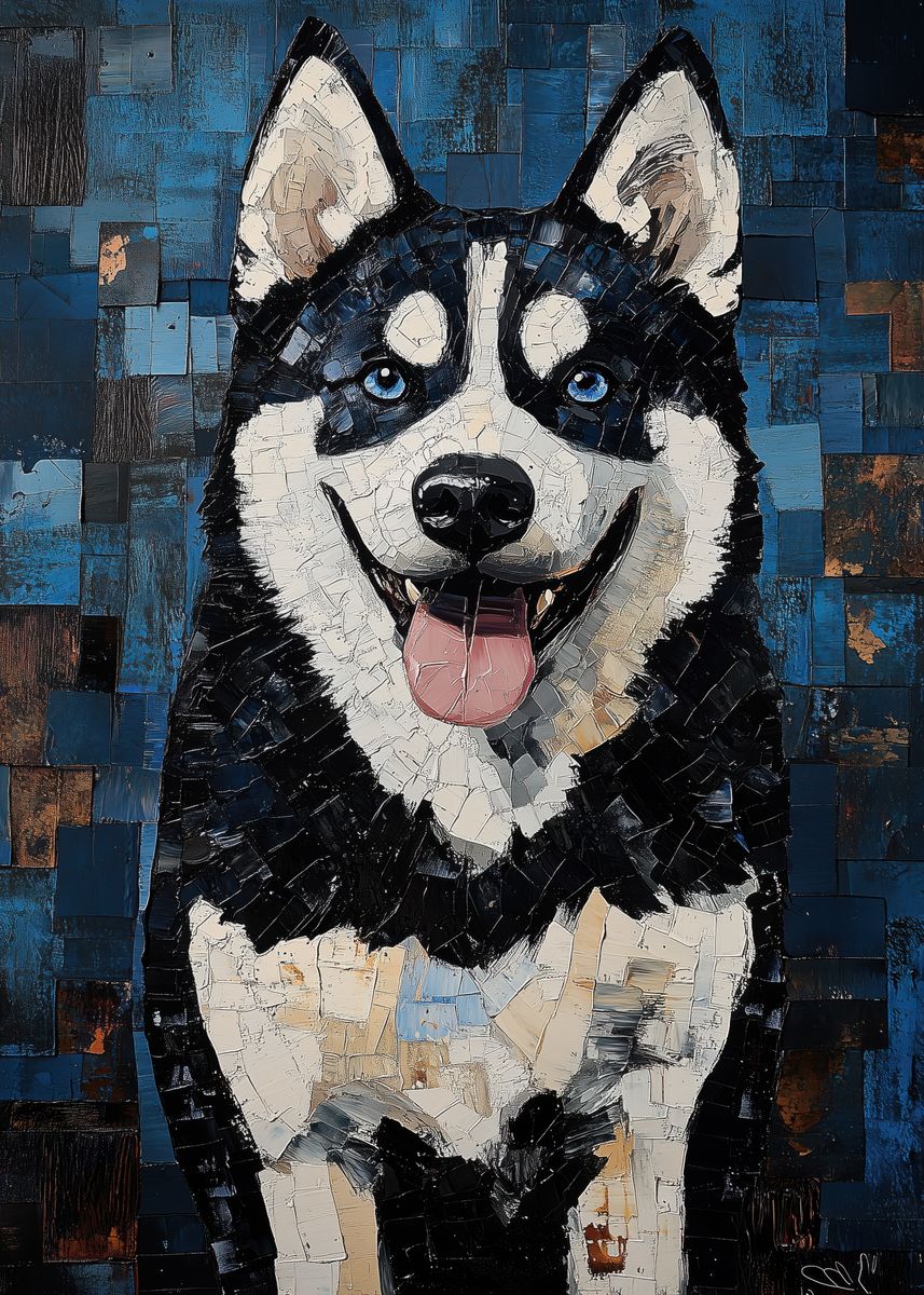 'Husky Mosaic Portrait' Poster, picture, metal print, paint by Design ...
