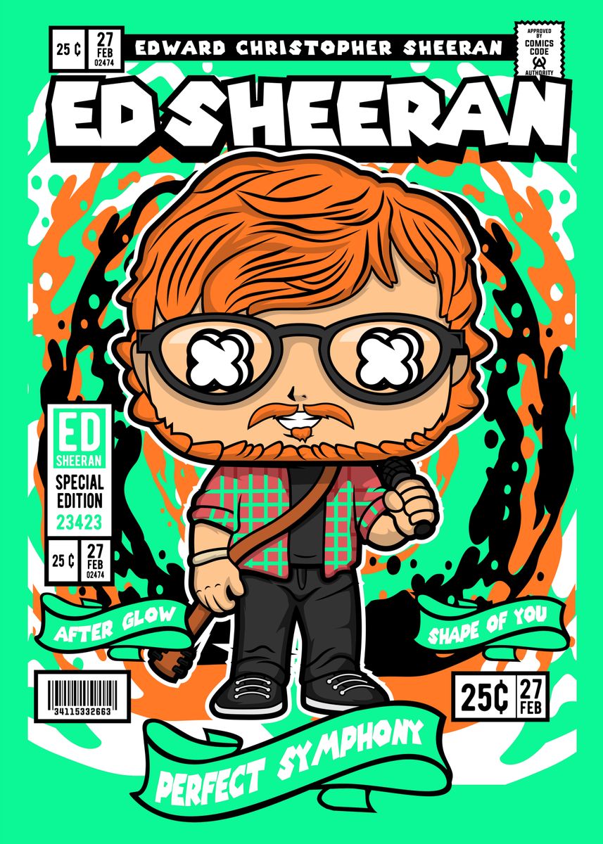 'Ed Sheeran Comic Cover pop culture' Poster, picture, metal print ...
