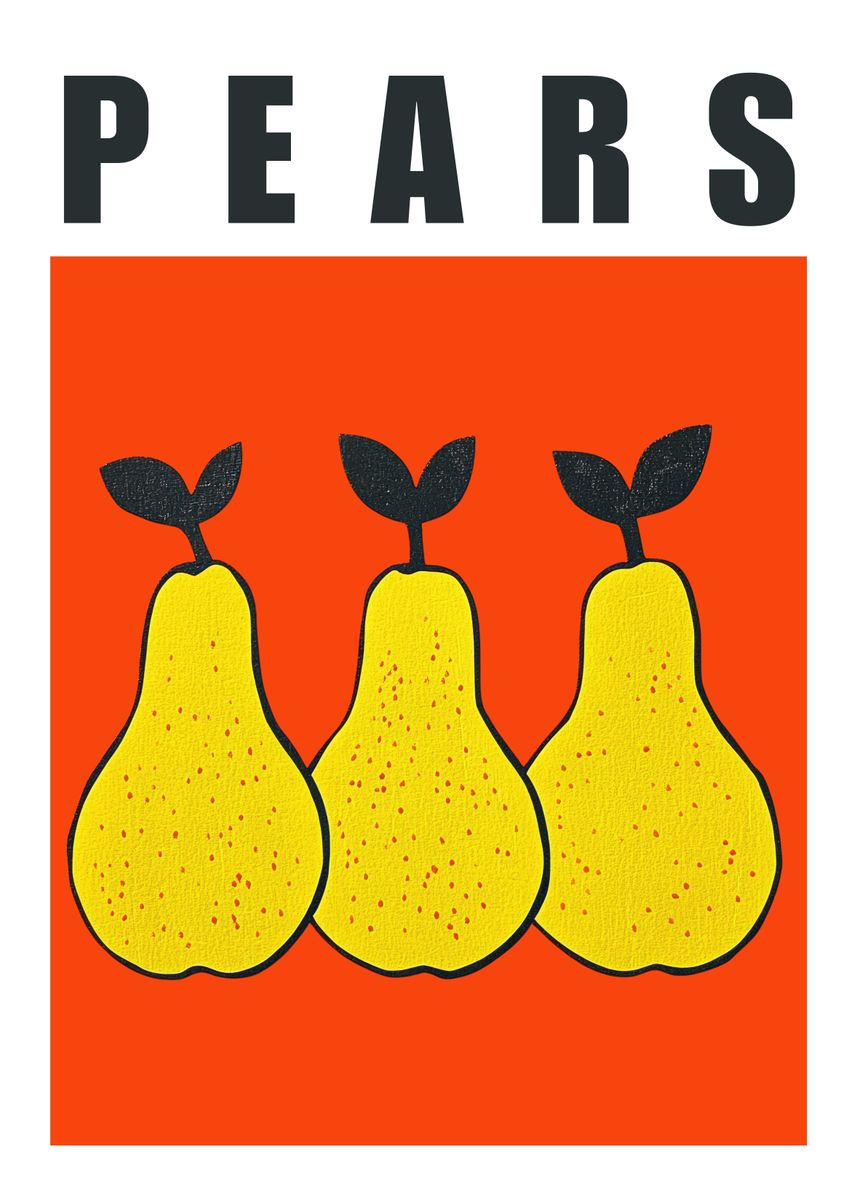 'Pears Pop art Kitchen Poster' Poster, picture, metal print, paint by Gulden Akyildiz | Displate