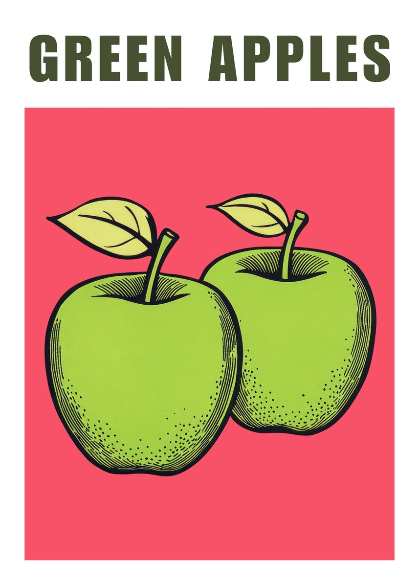 'Green Apples Pop Art Kitchen Poster' Poster, picture, metal print ...