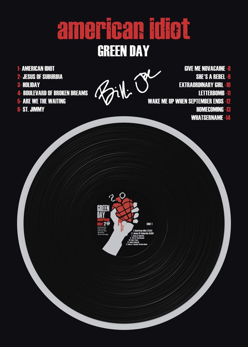 'Green Day American Idiot Album Vinyl Poster Design' Poster, picture ...