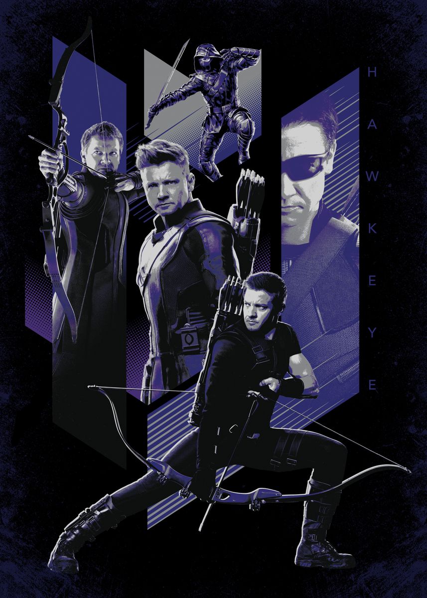 'Hawkeye Collage' Poster, picture, metal print, paint by Marvel | Displate