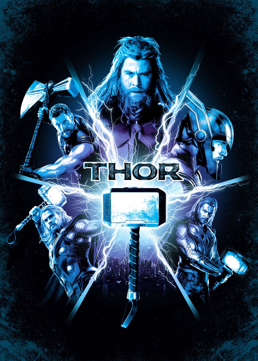 'Thor Collage' Poster, picture, metal print, paint by Marvel | Displate