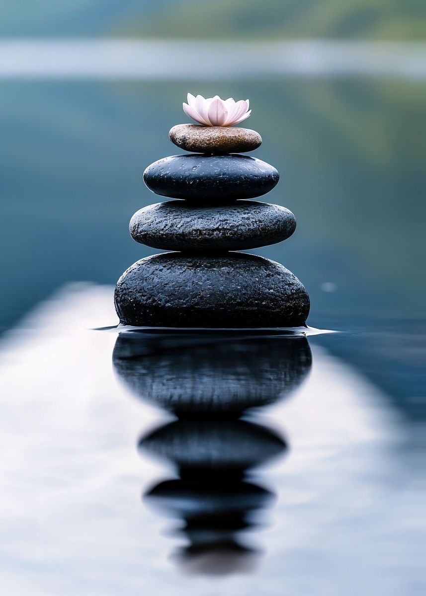'Zen Stones and Flower' Poster, picture, metal print, paint by Leoni ...
