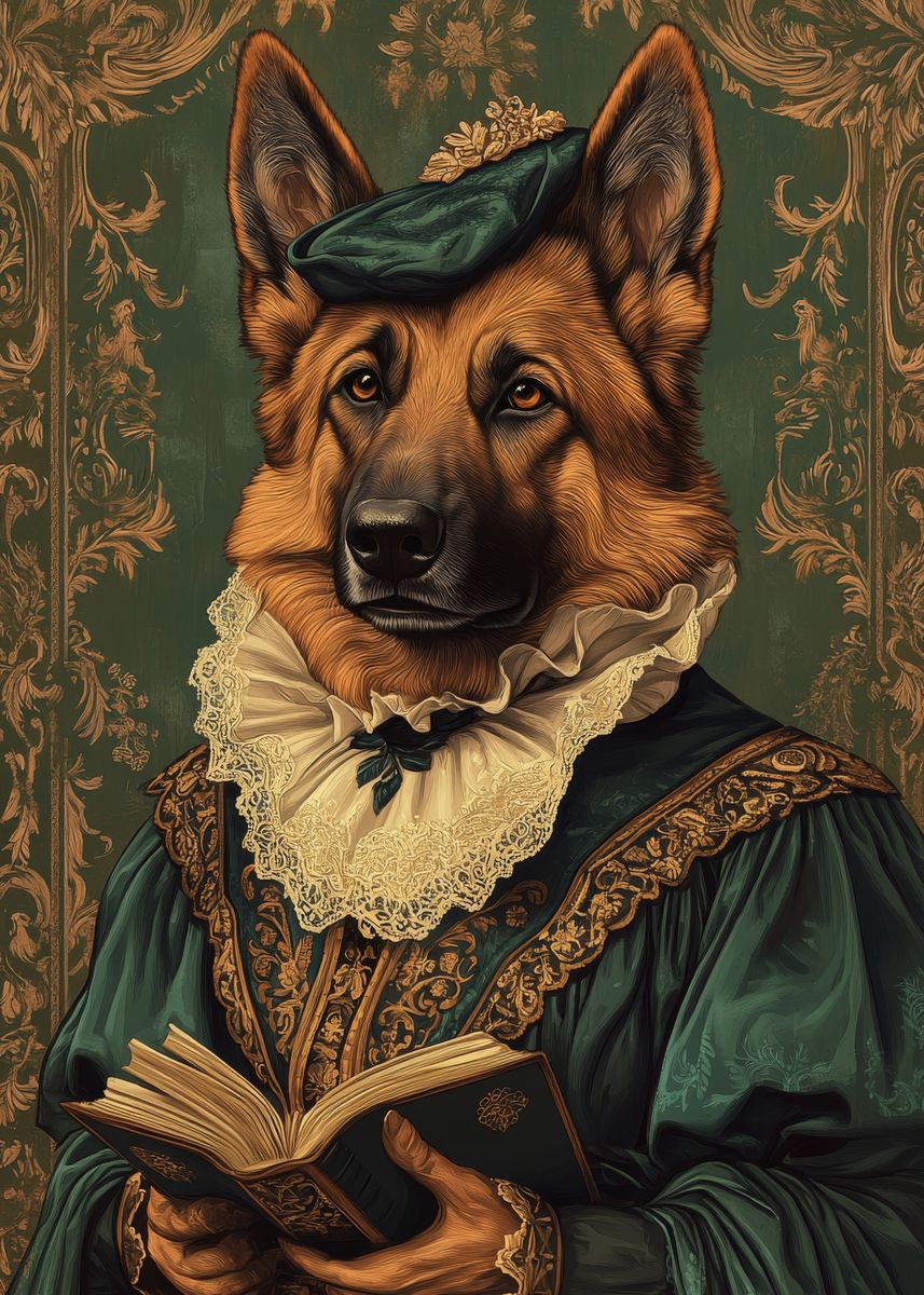 'German Shepherd in Renaissance Attire | Classic Dog Art' Poster ...