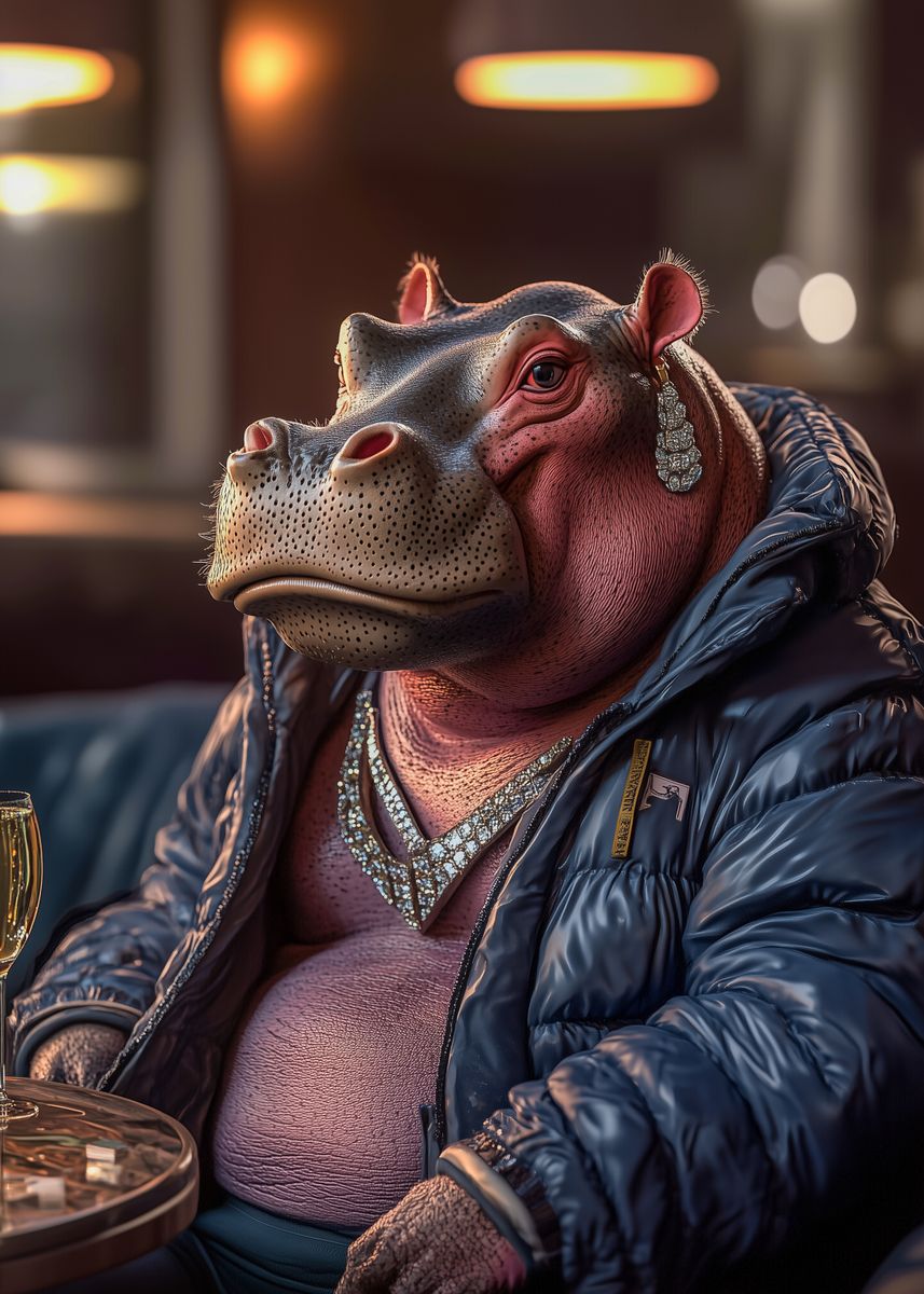 'HipHop Hippo' Poster, picture, metal print, paint by InterGalatica ...