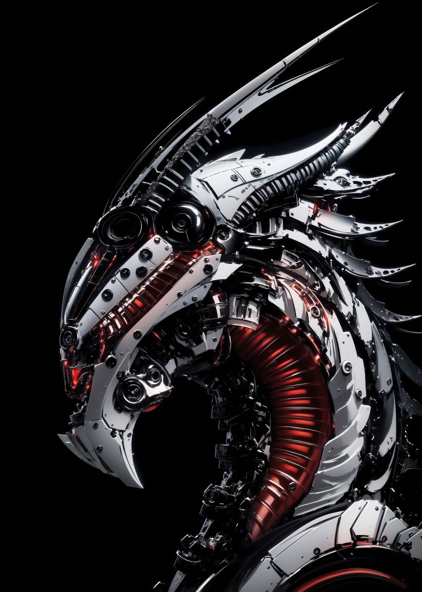 'Cybernetic Dragon Head' Poster, picture, metal print, paint by Luong ...