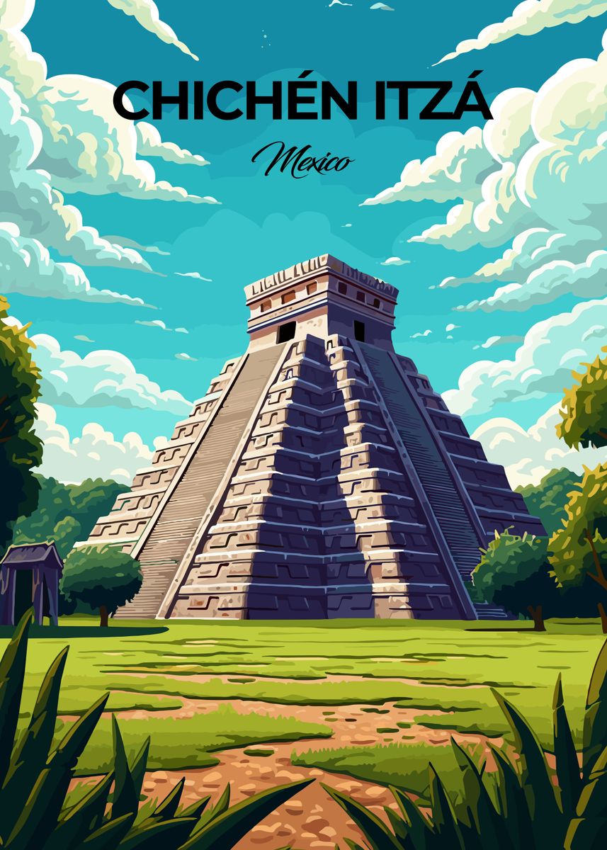 'Chichen Itza Pyramid' Poster, picture, metal print, paint by ...