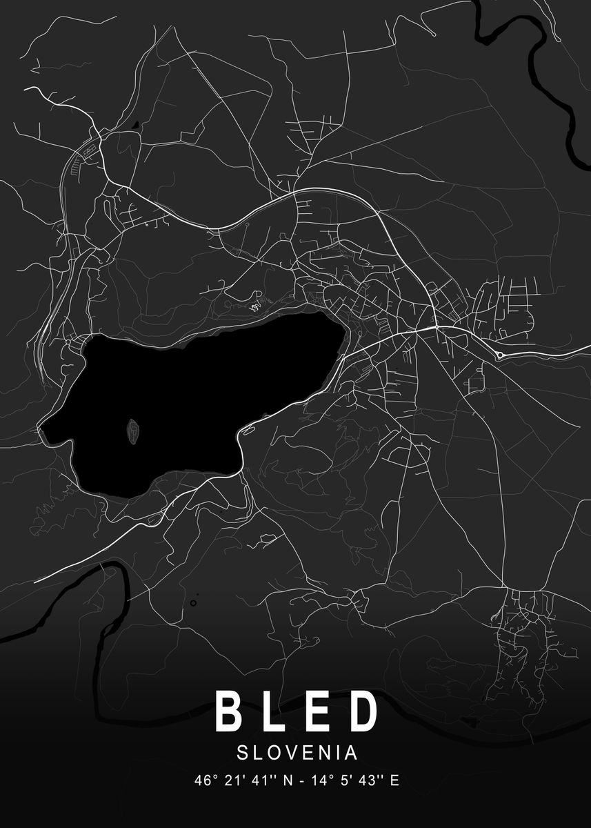 'Bled Dark City Map' Poster, picture, metal print, paint by ...