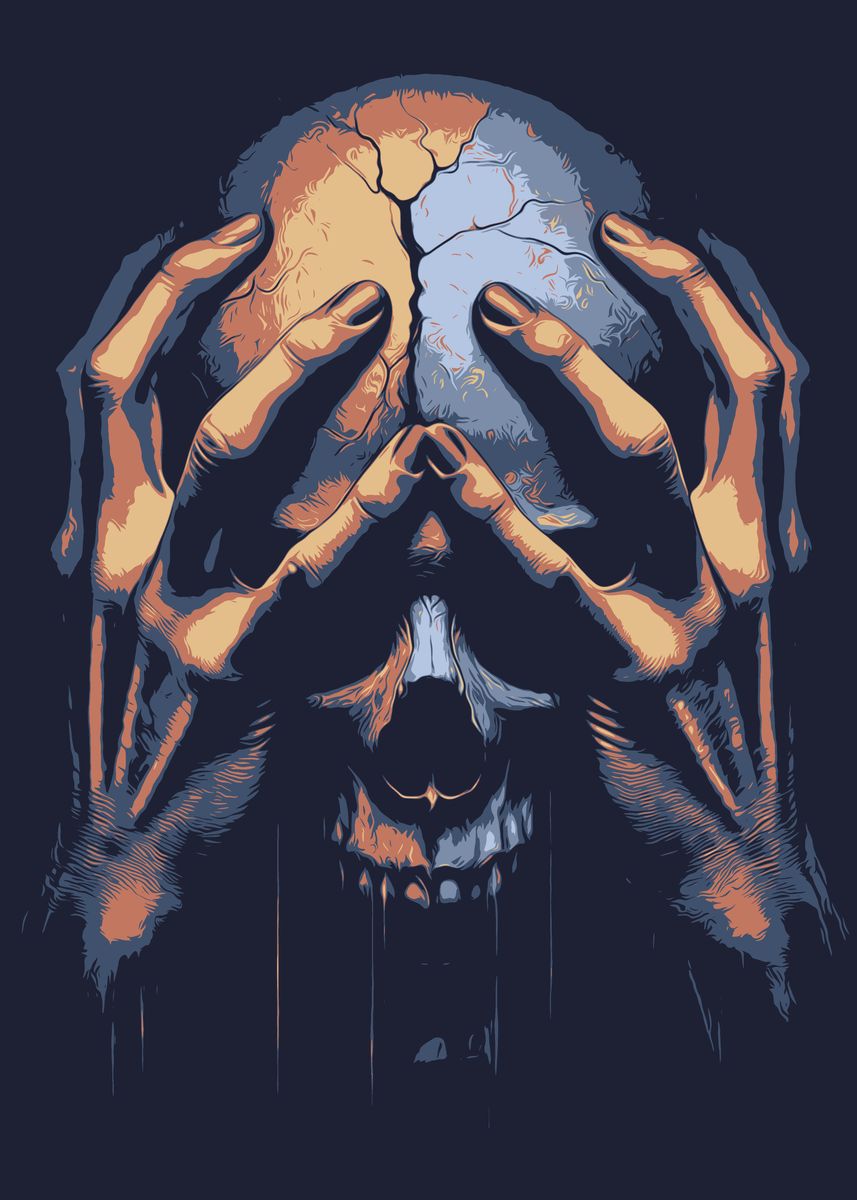 'Cracked Skull Artwork' Poster, picture, metal print, paint by Kamelyon ...