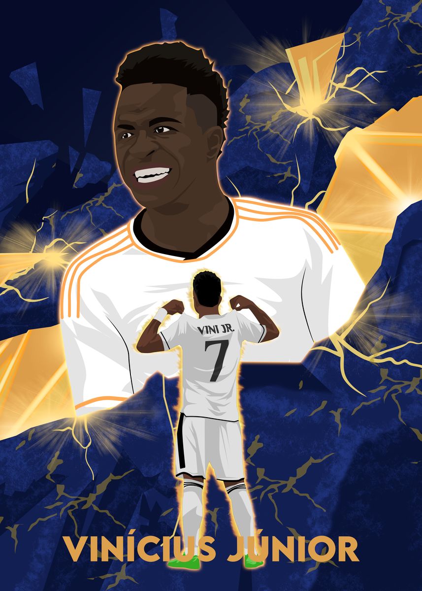 'Vini Jr. Soccer Poster' Poster, picture, metal print, paint by geeks ...