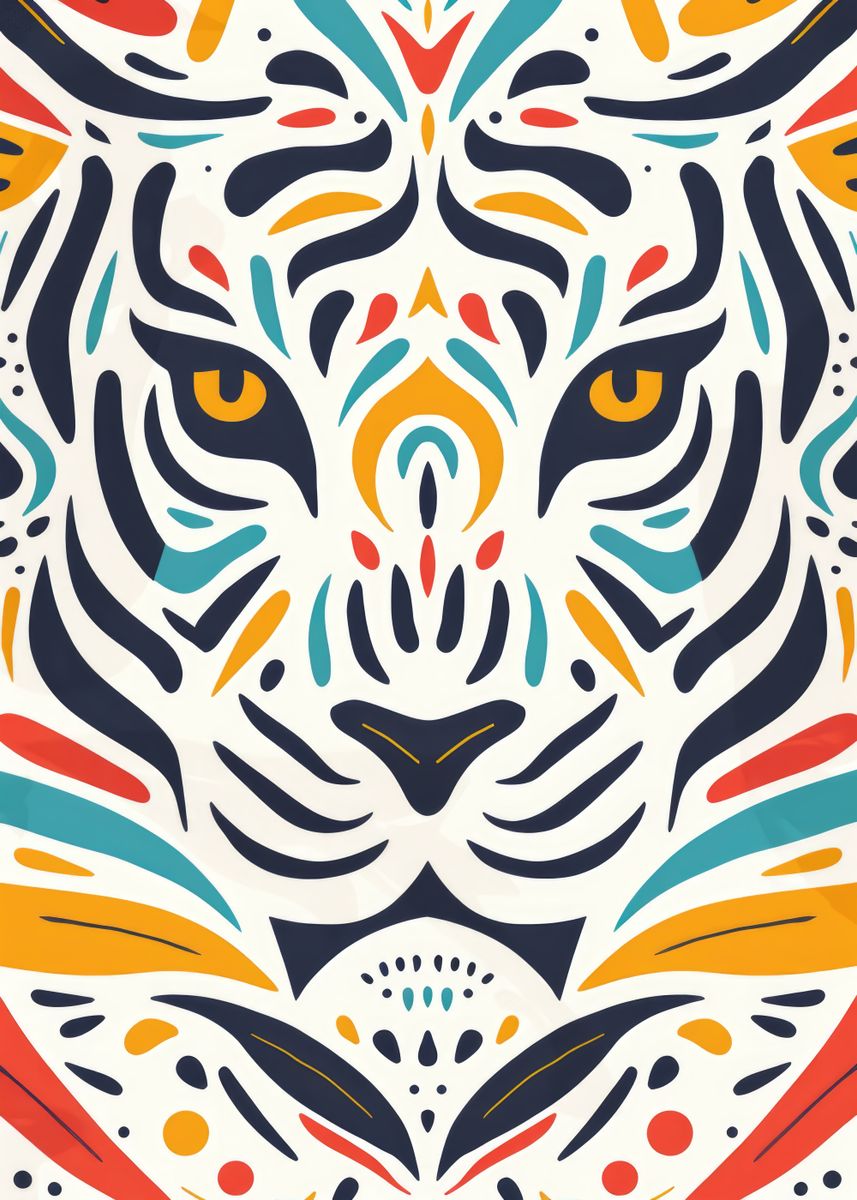 'Tiger Face Abstract Art' Poster, picture, metal print, paint by Wall ...