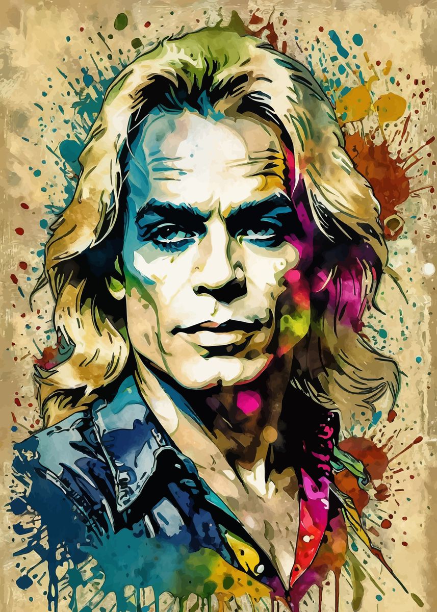 'David Lee Roth Watercolor Portrait' Poster, picture, metal print ...