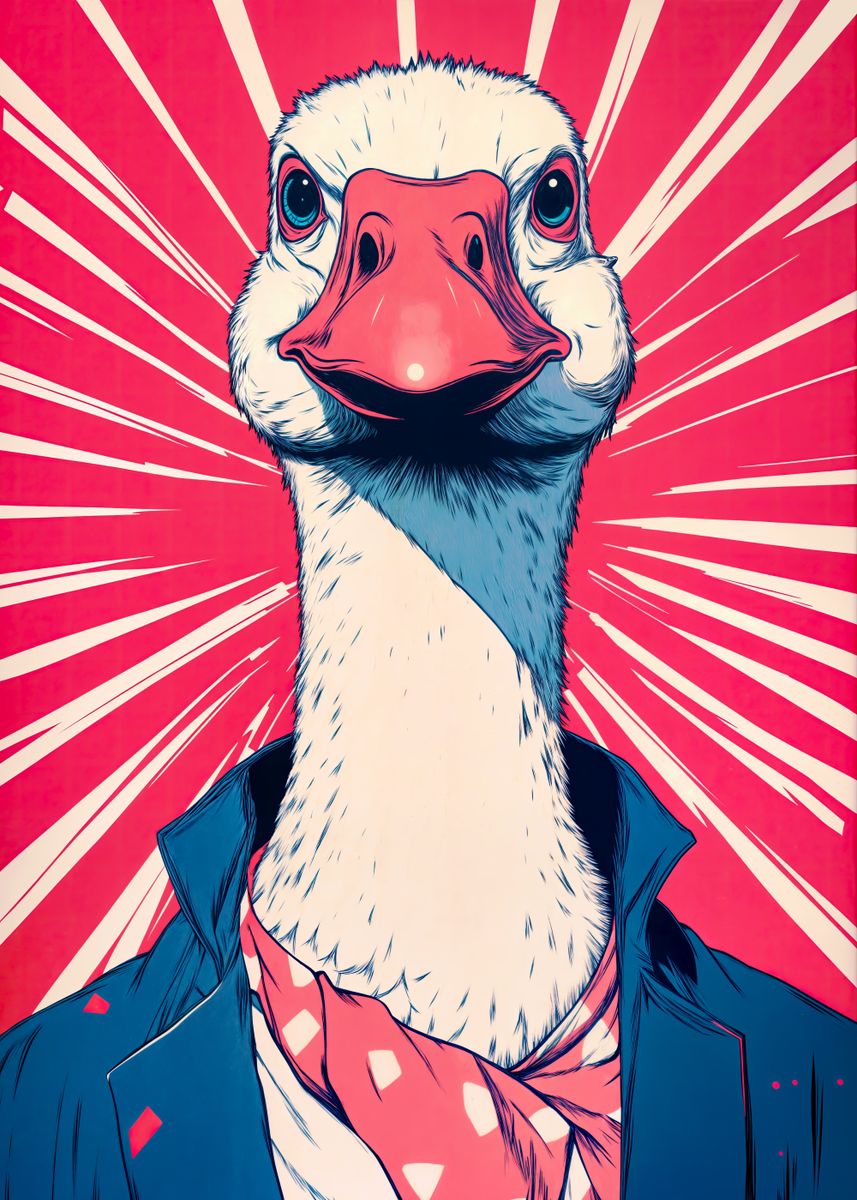 'Retro Cool Goose' Poster, picture, metal print, paint by Wall Harmonic ...