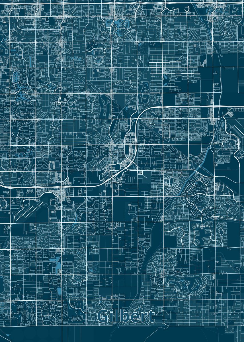 'Gilbert City Map' Poster, picture, metal print, paint by Sam Kal ...