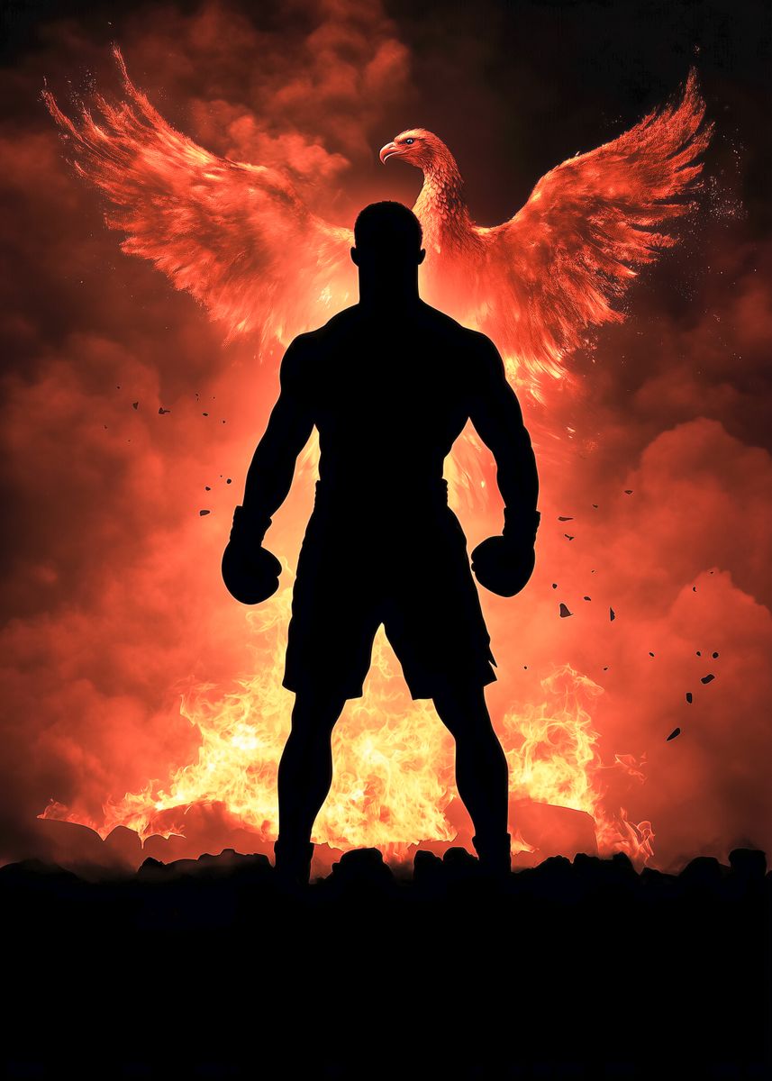'Phoenix Boxer Silhouette' Poster, picture, metal print, paint by ...