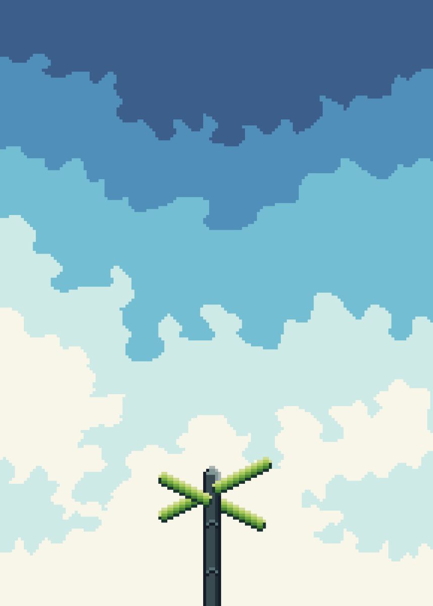 'Pixelated Sky with Sign' Poster, picture, metal print, paint by Eki D ...