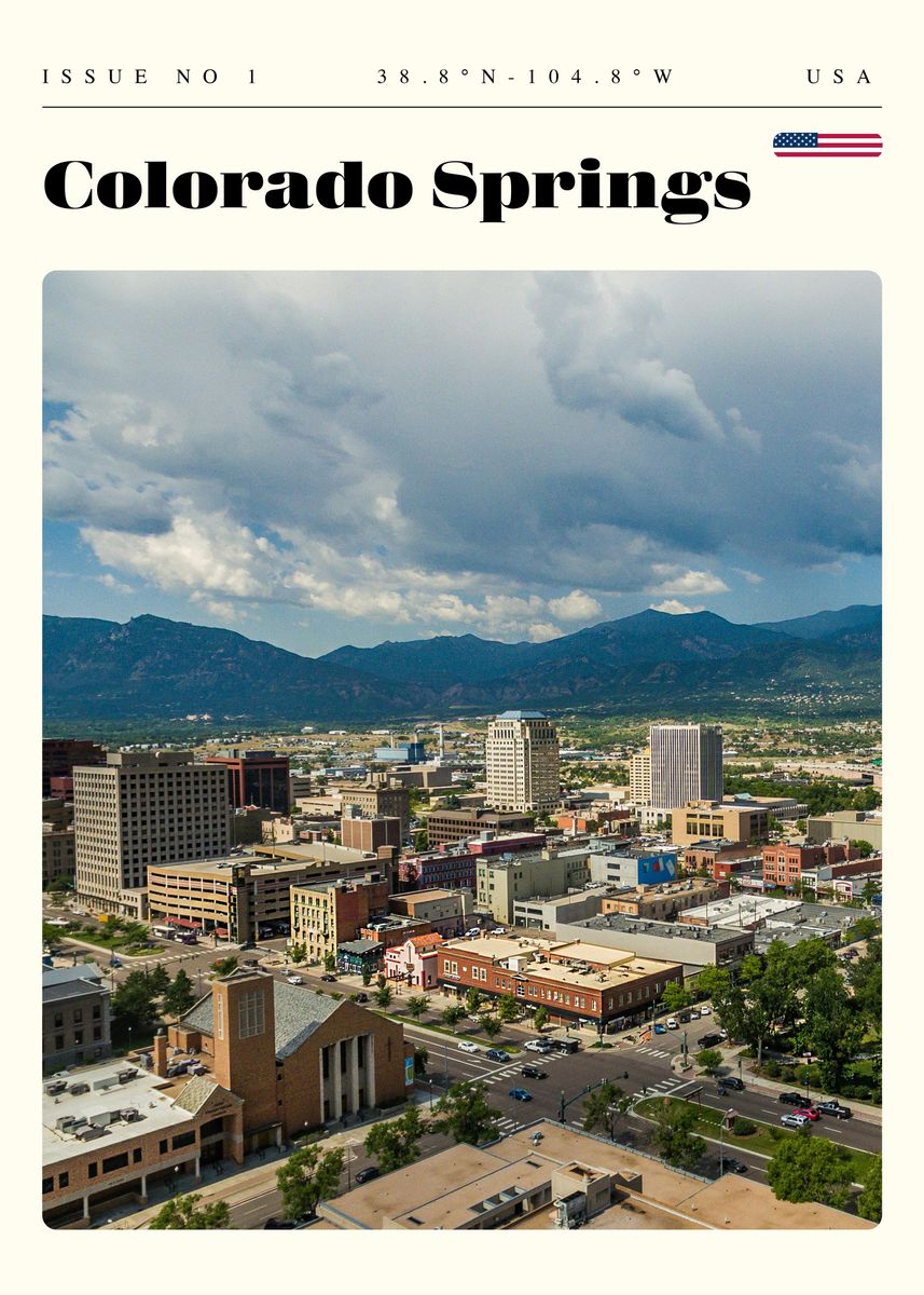 'Colorado Springs Aerial View Travel Art Poster' Poster, picture, metal ...
