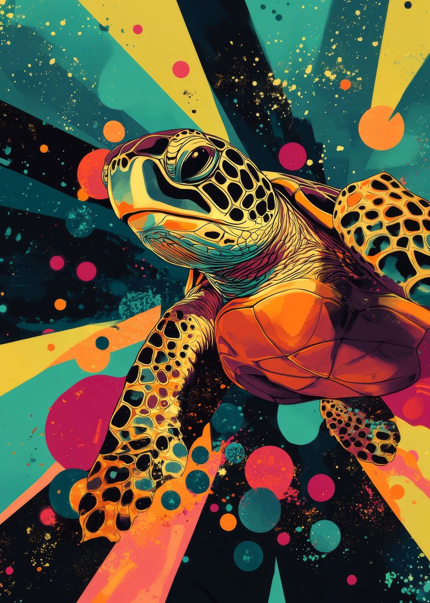 'Sea Turtle Pop Art | Radiant Sea Turtle | Ocean-Themed Wall Art ...