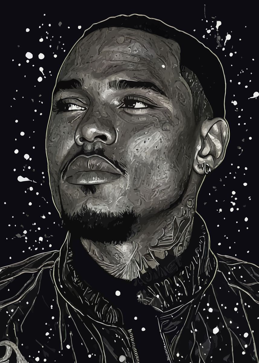 'Chris Brown Portrait' Poster, picture, metal print, paint by DEGUZMAN ...
