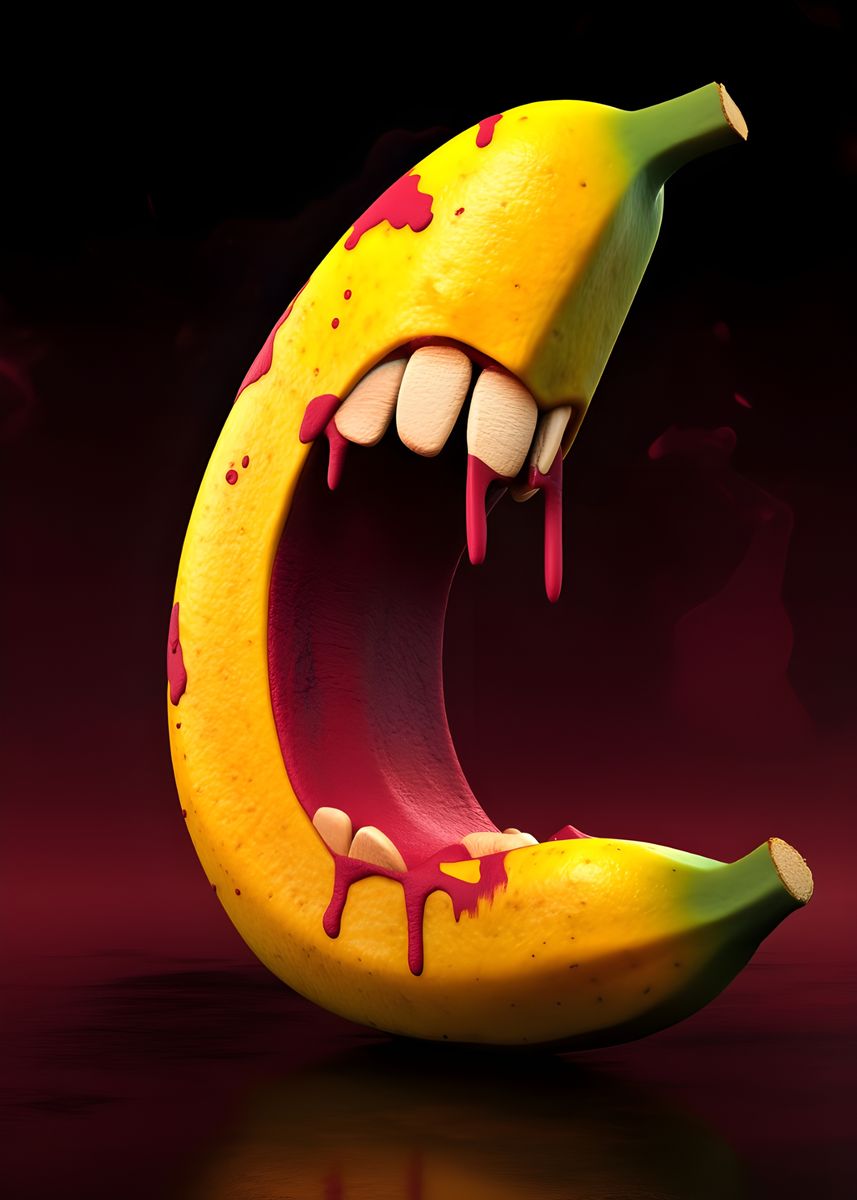 'Bloody Banana Monster' Poster, picture, metal print, paint by ...