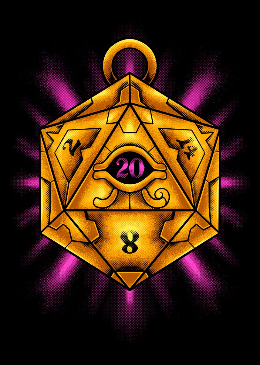 'Golden D20 Dice' Poster, picture, metal print, paint by spoilerinc ...