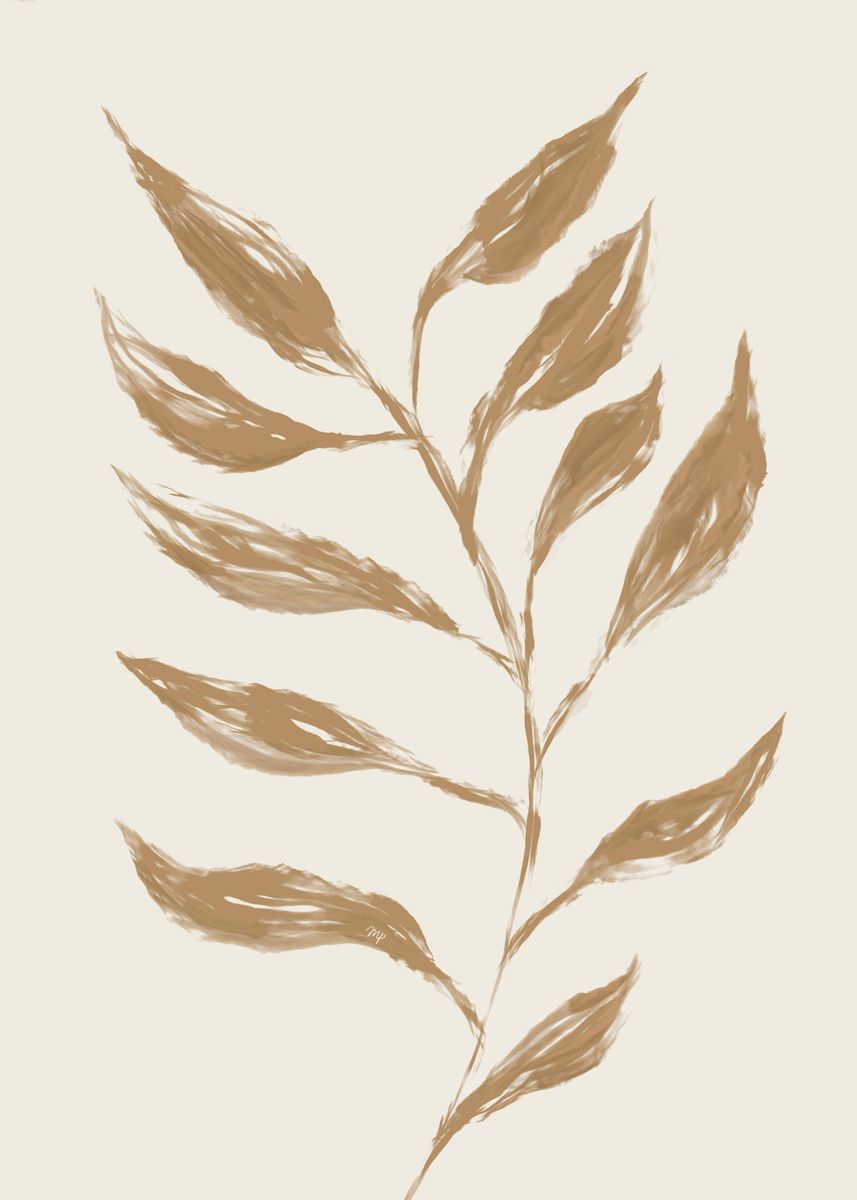 'Mocha Leaf Plant Four' Poster, picture, metal print, paint by Martina ...