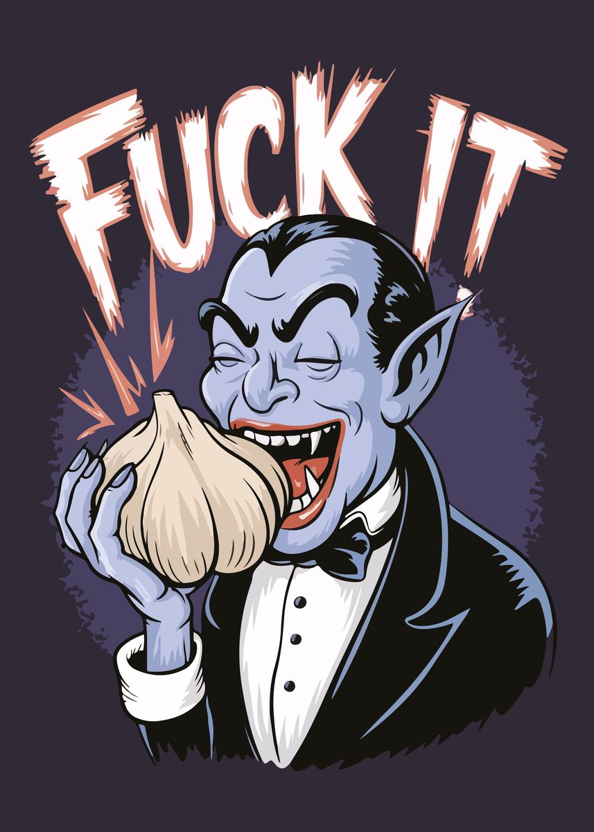 'Vampire Eating Garlic' Poster, picture, metal print, paint by ...