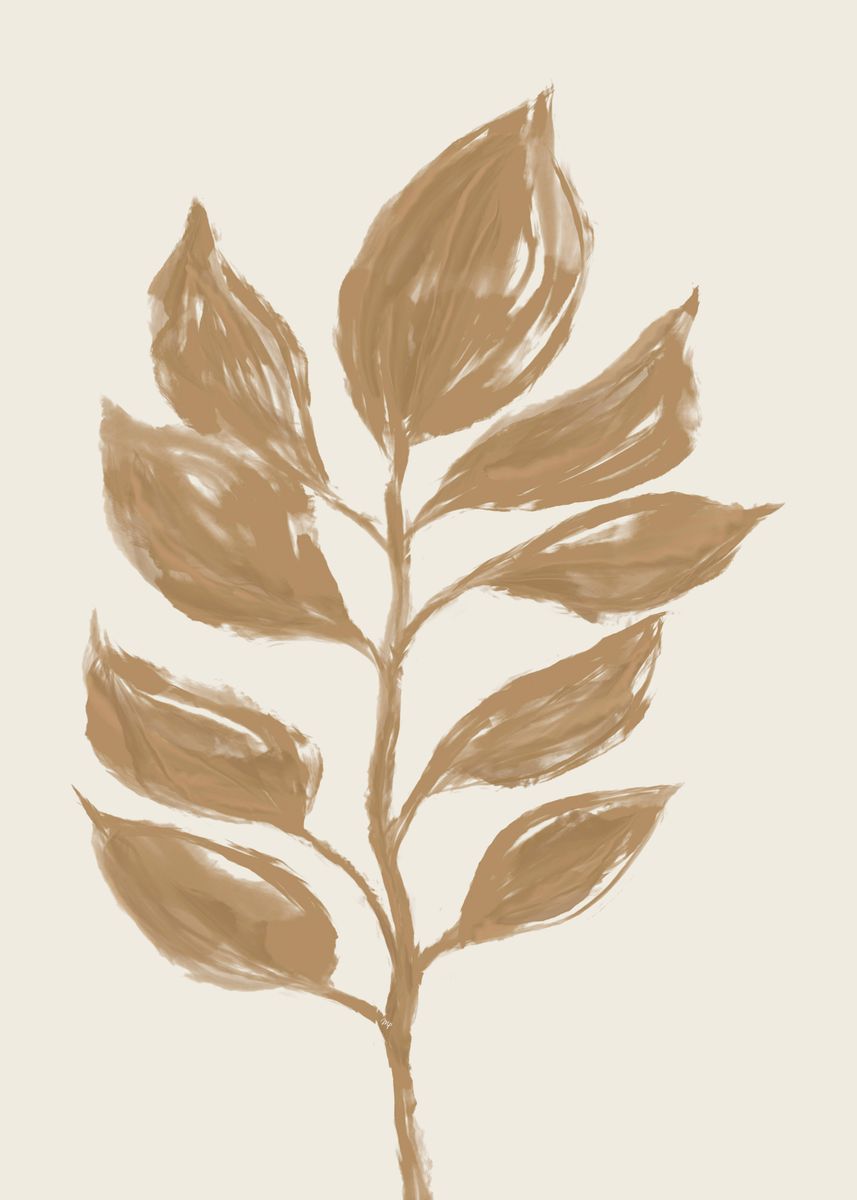 'Mocha Leaf Plant One' Poster, picture, metal print, paint by Martina ...