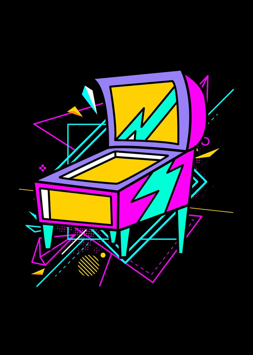 'Retro Pinball Machine' Poster, picture, metal print, paint by ...