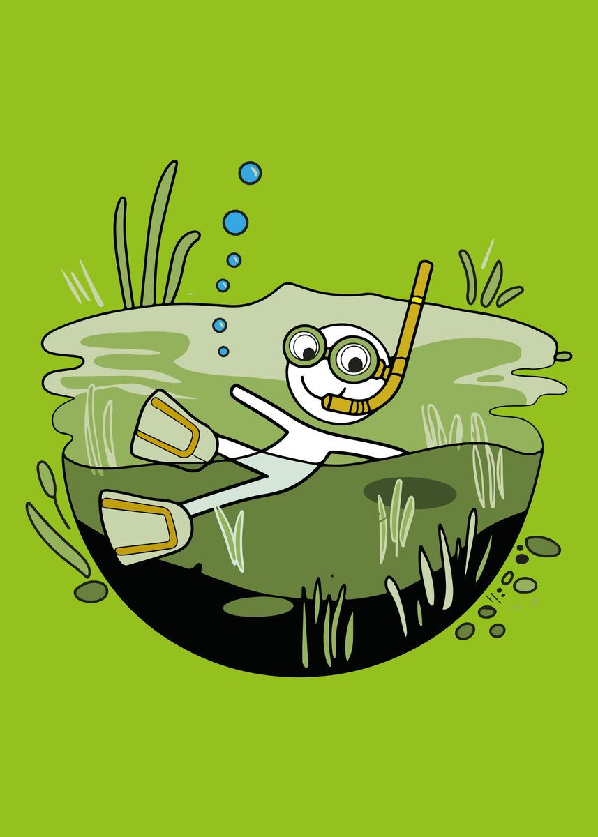 'Stick Figure Snorkeling in the bog' Poster, picture, metal print ...