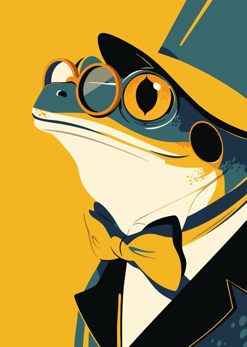 'Distinguished Frog in a Top Hat Minimalist Art' Poster, picture, metal ...