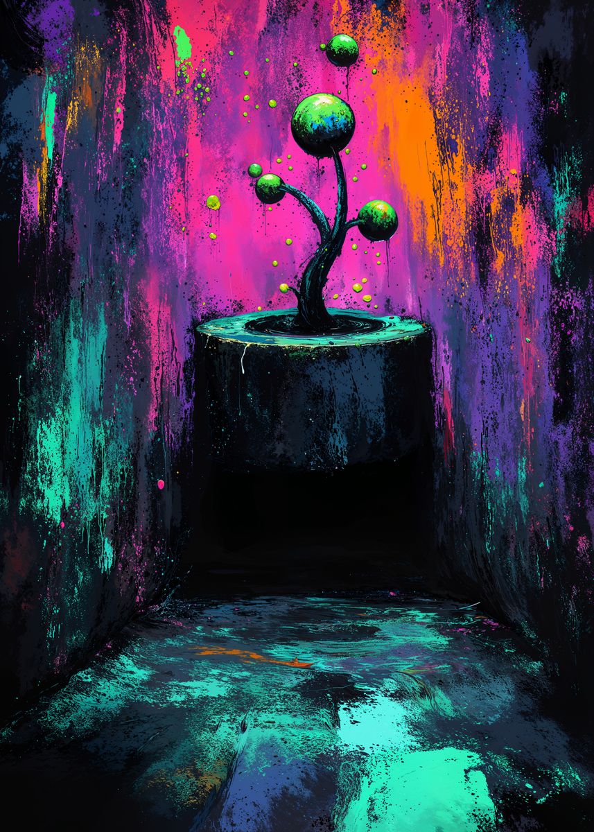 'Neon Growth – The Awakening Tree' Poster, picture, metal print, paint ...